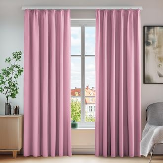 Deconovo Thermovorhang Blickdicht Gardinen Abdunklungsvorhang Lärmschutzvorhang mit Kräuselband, 175x140 cm(HöhexBreite), Rosa, 2er Set