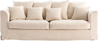 Miliboo Miliboo - Canapé déhoussable 3 places en tissu écru fever