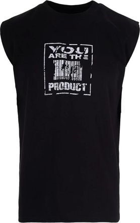 44 Label Group Homme, Tops, Noir, Taille: 2XL Text Print Sleeveless Round Neck Top