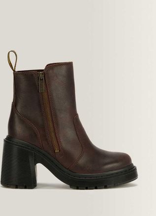 Dr. Martens Spence Zip Kinsley Tumble Leder Stiefel Mit Absatz in Braun, Gr&ouml;&szlig;e: 36