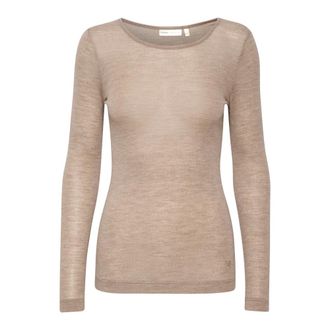 Inwear Langarm Oatmeal Melange T-Shirt - - Tops - Damen - Beige - M