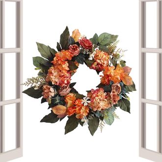 Generico Herbst-Kranz, 45 cm, Herbstdekoration, T&uuml;rkranz mit Blume, dekorative Girlanden f&uuml;r Thanksgiving, Halloween