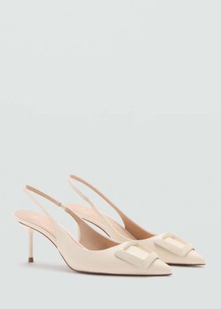 Mango Chaussures &agrave; talon en cuir vernis &eacute;cru - Femme - 35 - MANGO