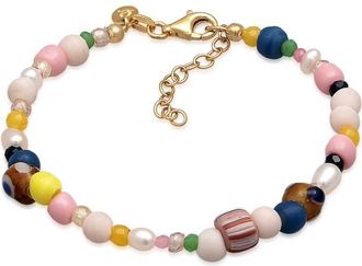 Elli Bracelet dété en argent sterling 925 avec perles deau douce colorées-Multicolore