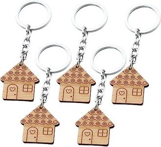 BESPORTBLE Porte-clés En Bois Pendentif Suspendu Décor De Clé Maison De Coeur Lot De 5 Pièces Accessoire Clé Présent Polyvalent