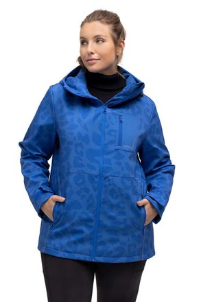 Ulla Popken Damen gro&szlig;e Gr&ouml;&szlig;en &Uuml;bergr&ouml;&szlig;en Plus Size HYPRAR Softshell-Jacke, modisches Leomuster, wasserabweisend, atungs Royalblau 42+ 812306758-42+