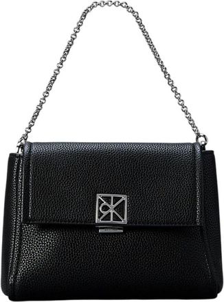 Calvin Klein Femme, Sacs, Noir, Taille: ONE Size Sac bandouli&egrave;re en cuir grain&eacute;