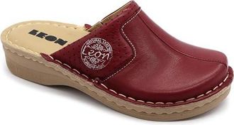 Leon 360 Sabots Mules Chaussons Chaussures en Cuir, Femme, Rouge foncé, EU 41