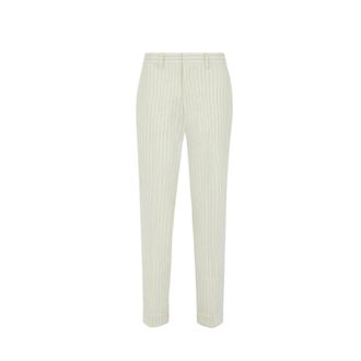 P.A.R.O.S.H. Gestreifte Wollhose in Creme - - Trousers - Damen - Wei&szlig; - M