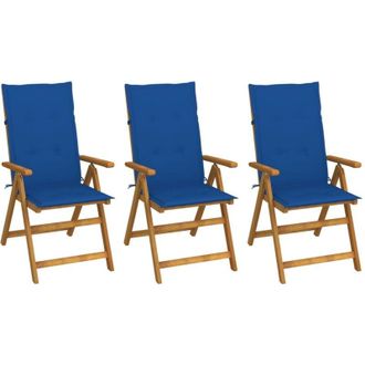 vidaXL Klappbare Gartenst&uuml;hle 3 Stk. mit Auflagen Massivholz Akazie - Vidaxl