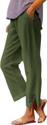 Generic Pantalon d&eacute;t&eacute; 7/8 pour femme - L&eacute;ger - Avec cordon de serrage et poches - Pantalon en coton et lin - Pantalon &eacute;l&eacute;gant et a&eacute;r&eacute; - D&eacute;contract&eacute; - Conforta