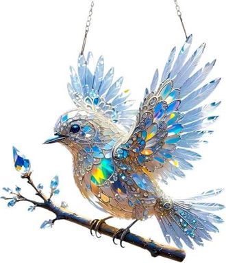 Generic Crystal Sky Bluebird D&eacute;coration artistique teint&eacute;e en acrylique 2D en forme de colibri &eacute;clatant 2D &agrave; suspendre pour fen&ecirc;tre, attrape-soleil double fac