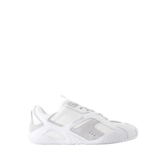 Versace Homme, Chaussures, Blanc, Taille: 44 EU Baskets en Cuir Blanc - Bout Rond