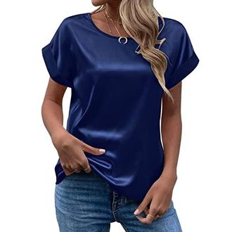 Generic T-shirt d&eacute;contract&eacute; &agrave; manches courtes pour femme - Coupe ample - Col rond - L&eacute;ger - Pour le travail, le quotidien, les voyages, noir fonc&eacute;, XXL