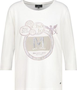 Monari T-Shirt 808842 Glitzer-Applikationen, Schmuckemblem mit Strasssteinen