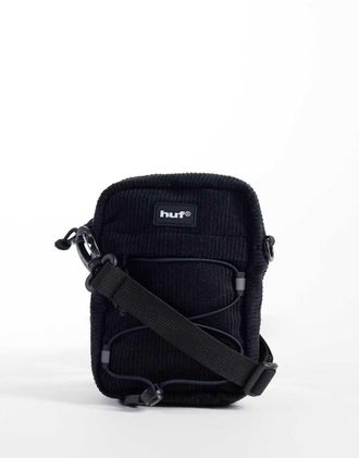 HUF Bowery - Umh&auml;ngetasche aus Cord in Schwarz