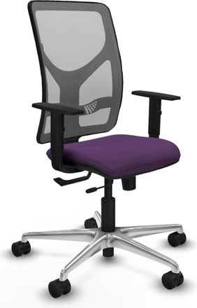 Piqueras y Crespo Arbeitsstuhl mit 1D-Armlehnen, h&ouml;henverstellbare Lendenwirbelst&uuml;tze, ausgestattet mit Syncro/Traslack und Schneideschaum, mit Rollen 65 mm, Nylon, Gra