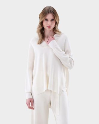 van Laack Pullover oversized mit V-Ausschnitt