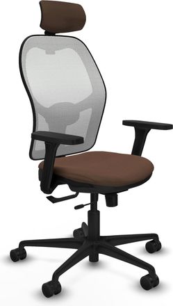 Piqueras y Crespo Ergonomischer Stuhl mit 3D-Armlehnen, h&ouml;henverstellbarer Lendenwirbelst&uuml;tze und h&ouml;henverstellbarem Kopfteil, Wei&szlig;/Dunkelbraun