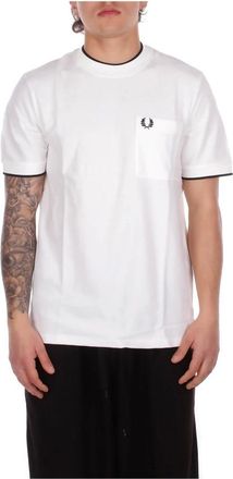 Fred Perry Homme, Tops, Blanc, Taille: XL T-shirt avec Logo Avant et Poche