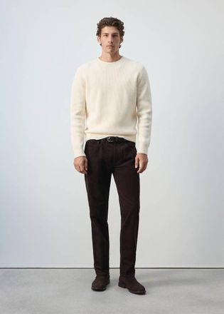 Mango Pull-over maille c&ocirc;tel&eacute;e blanc cass&eacute; - Homme - XXL - MANGO MAN