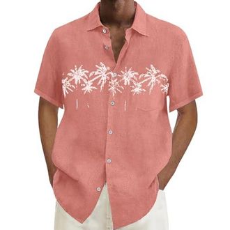 Generic Chemise d&eacute;t&eacute; pour homme, chemise de plage imprim&eacute;e tendance, chemise boutonn&eacute;e, coupe ample, manches courtes, col &agrave; revers, chemisier d&eacute;contract&eacute;, dou