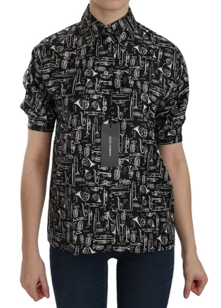 Dolce & Gabbana Musical Instrument Print Silk Shirt - Black