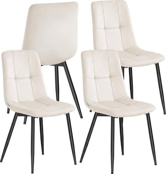 Vasagle Esszimmerst&uuml;hle Samt, K&uuml;chenst&uuml;hle bis 120 kg belastbar, Sessel mit verstellbaren F&uuml;&szlig;en, modern, gepolstert, f&uuml;r Wohnzimmer, 4er Set, cappuccinobeige 