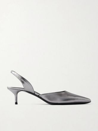 Staud Slingback-pumps Aus Metallic-leder