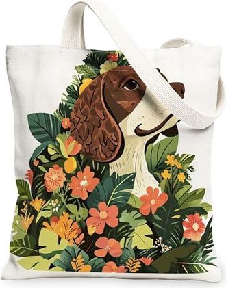 Generic Sac fourre-tout en toile motif chien pointeur allemand &agrave; poil court pour faire du shopping, 33 x 38,1 cm, sac d&eacute;picerie r&eacute;utilisable pour femme, joli 