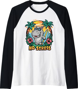 No Stress Cartoon Nilpferd - Kein Stress Raglan