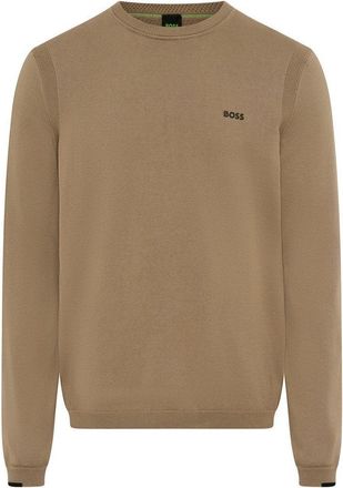 HUGO BOSS Strickpullover Rundhalsausschnitt, Regular Fit, Logo-Print