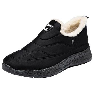 Generic Chaussures &agrave; enfiler pour homme - Bottes de neige chaudes doubl&eacute;es de fourrure - Bottes de marche &eacute;paisses et pelucheuses avec semelle en caoutchouc a
