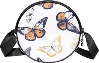 Generic Petit sac &agrave; bandouli&egrave;re circulaire pour femme, petit sac &agrave; bandouli&egrave;re avec fermeture &eacute;clair, bretelles r&eacute;glables, sac &agrave; main rond d&eacute;contract&eacute; pour fe