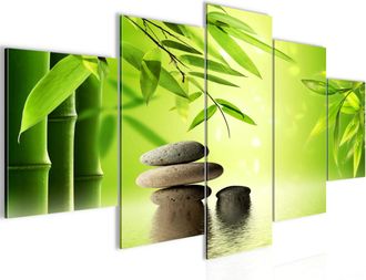 Runa Art Bilder Feng Shui Steine 200 x 100 cm 5 Teilig XXL Wanddekoration Design Grün 501951a