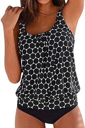 Generic Tankini Maillot de Bain Femme 2 Pieces, Maillot Bikini Set Contrôle du Ventre Maillot de Plage Push-up Tankinis Top avec Triangle Beachwear Grande Tai