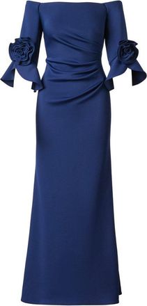 Adrianna Papell Abendkleid Rosette Scuba Crepe Gown Elegantes und strukturiertes Kleid mit Rosenverzierung