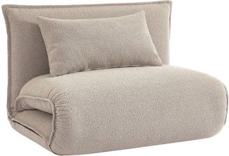 Sweeek Sweeek - Chauffeuse convertible 1 place en bouclette texturée beige l 99 x p 80 x h 66 cm - Fleeep