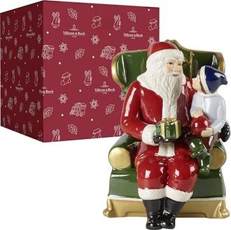 Villeroy & Boch Christmas Toys Santa Auf Sessel, Dekorative Weihnachtsmann-Figur Aus Hartporzellan, Bunt