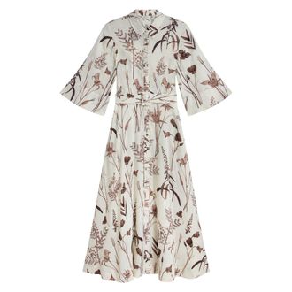 Ted Baker Luwisa Leinen-seide Plissee-midikleid In Elfenbein