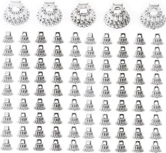 OSALADI 100 Stück Runde Kunststoff Weihnachtskugelaufhänger Kappen zum Selbermachen Selbstgemacht Weihnachtskugelkappen Silber Ø 13cm für Weihnachtsdeko Party