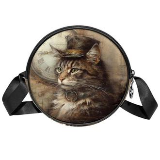 Generic Petit sac &agrave; bandouli&egrave;re rond pour femme, petit sac &agrave; bandouli&egrave;re avec fermeture &eacute;clair et bretelles r&eacute;glables style d&eacute;contract&eacute; pour femmes et filles