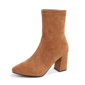 Generic Bottines Chelsea avec talon &eacute;pais et bout pointu pour femme, bottes Chelsea en faux daim, antid&eacute;rapantes, vintage, bottines courtes pour soir&eacute;e, caram