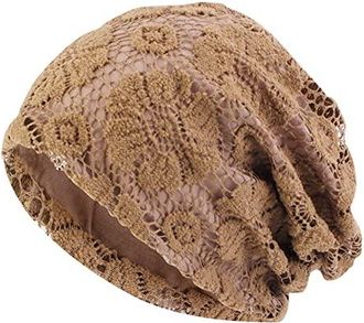 Generic Bonnet chimio en dentelle pour femme - Super doux - Turban souple - Bonnet pour perte de cheveux - Cancer, chimio 2024, kaki, taille unique