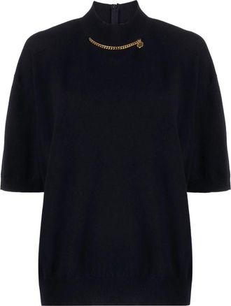 Stella McCartney Femme, Pulls, Bleu, Taille: 38 FR Pull Cha&icirc;ne Falabella