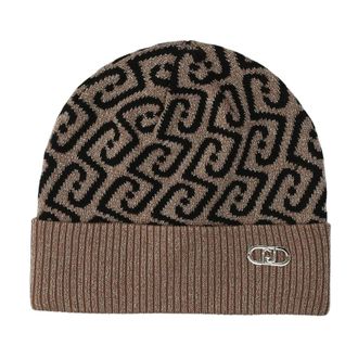 Liu Jo Bonnet Jacquard Logo - Femme - Accessoires - Brun - Taille: ONE Size