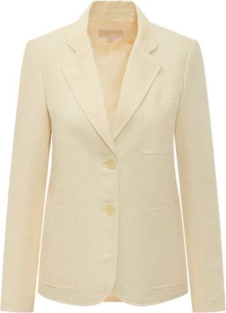 Michael Kors Femme, Vestes, Jaune, Taille: 38 FR Blazer &agrave; Poches Plaqu&eacute;es en Lin et Coton