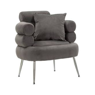 Dmora Sessel Jurua Grau, Armlehnen, Tragkraft 150 kg