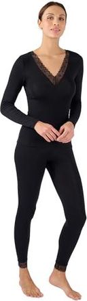 Damart Legging Long Dentelle Thermolactyl Sensitive Femme Noir Taille 42-44 (M)