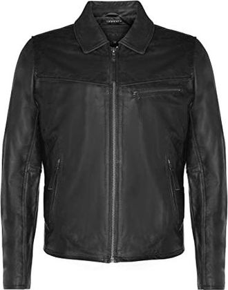 Infinity Leather Veste Harrington Pour Homme en Cuir de Vachette Noir Intelligent et Vraiment Souple 5XL
